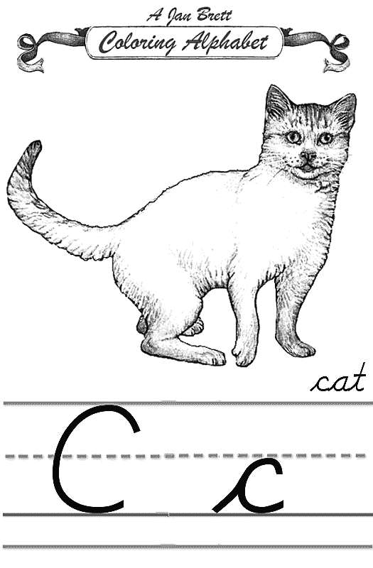 Coloring Alphabet Cursive Cat